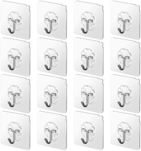 ninth five adhesive hooks for hanging wall hooks, 22lb strong sticky ceiling door hooks, stainless steel transparent towel coat hooks for home bathroom kitchen outdoor (18)