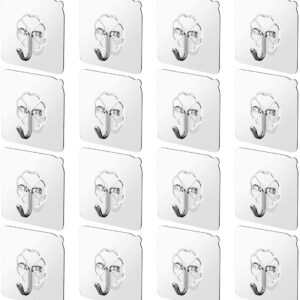 Ninth Five Adhesive Hooks for Hanging Wall Hooks, 22lb Strong Sticky Ceiling Door Hooks, Stainless Steel Transparent Towel Coat Hooks for Home Bathroom Kitchen Outdoor (18)