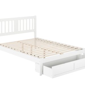 AFI Tahoe Twin XL Size Platform Bed with Foot Drawer & Charging Station in White