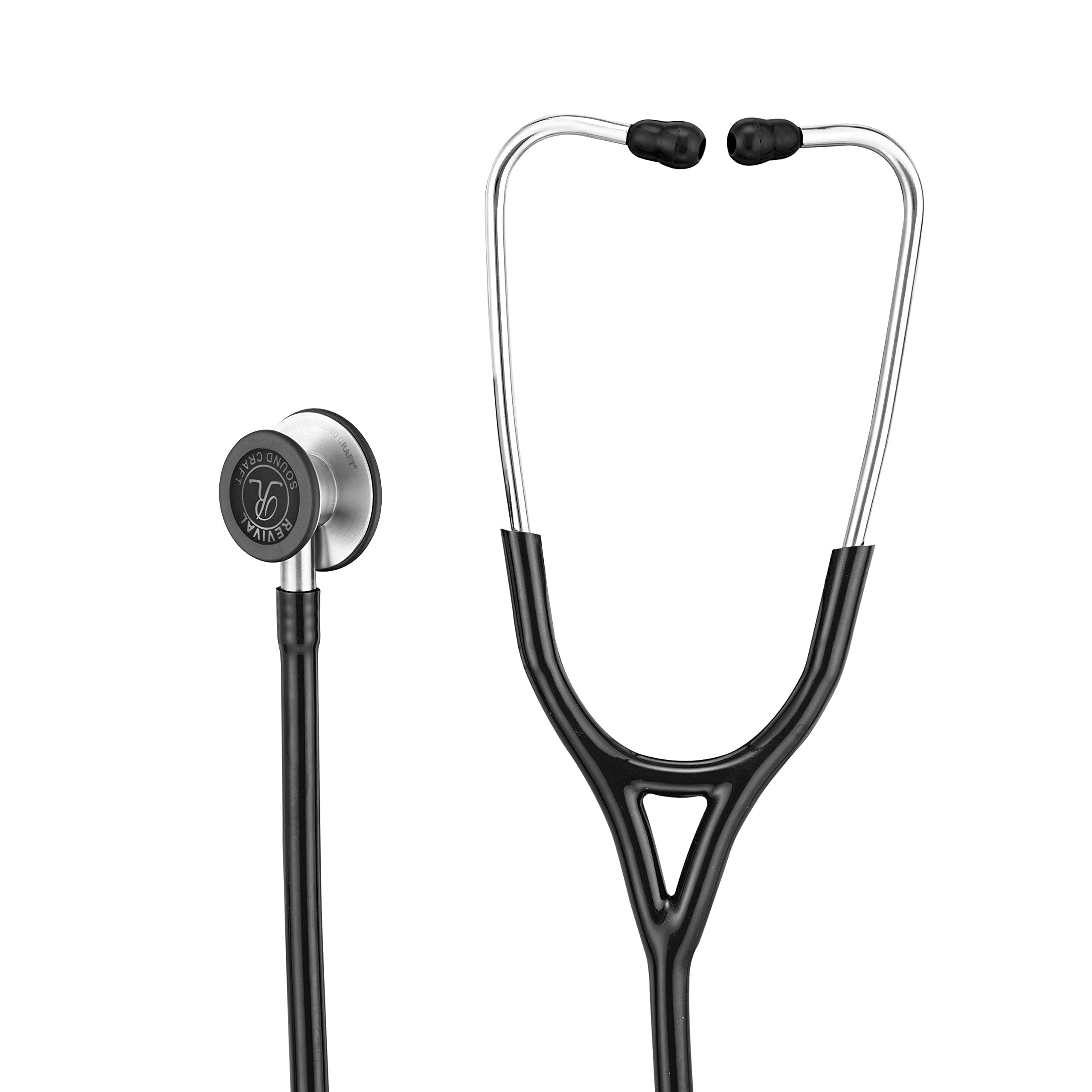 Revival Soundcraft Cardiology Stainless-Steel Dual Head Stethoscope, for Cardiologists, Pulmonologists, Heart and Lung Specialists, Nurses, Medical Students (Black)