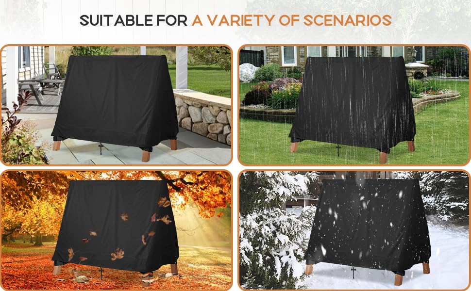 boyspringg Outdoor Swing Cover, A Frame Swing Cover 72x67x55 Inches, Patio Swing Cover Waterproof for Outdoor Furniture (Black)