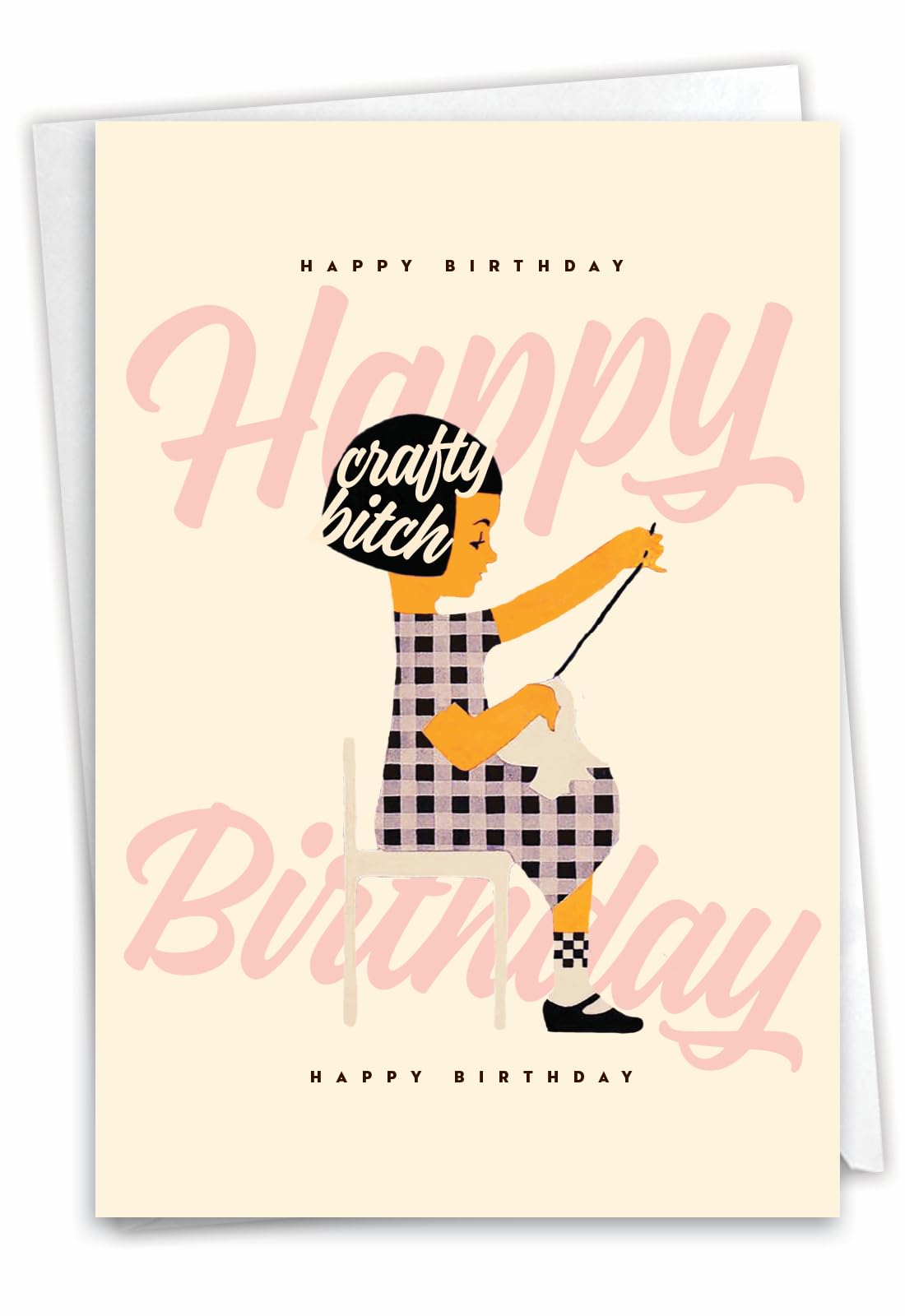 NobleWorks - 1 Funny Women's Birthday Card - Hilarious Bday Greeting Card with Envelope, Sassy Celebration - Crafty Bitch C9312BDG