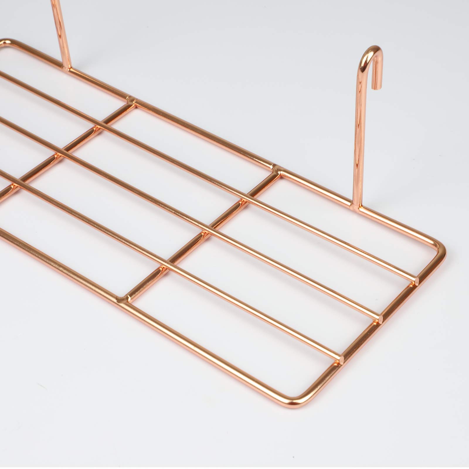 GBYAN Grid Wall Basket Wall Grid Accessories Wire Straight Shelf with Hooks Wall Organizer for Grid Panel Board, Rose Gold