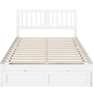 AFI Tahoe Twin XL Size Platform Bed with Foot Drawer & Charging Station in White