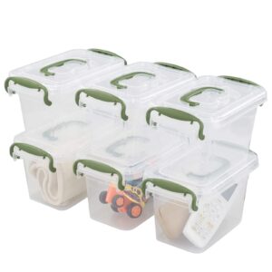 Ortodayes 6 Packs Mini Latch Storage Box, Plastic Clear Bins with Lids