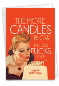 nobleworks - 1 funny women's birthday card - hilarious bday greeting card with envelope, sassy celebration - candles i blow c9309bdg