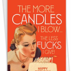 NobleWorks - 1 Funny Women's Birthday Card - Hilarious Bday Greeting Card with Envelope, Sassy Celebration - Candles I Blow C9309BDG