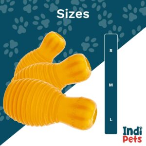 INDIPETS Bouncy Top Fetch & Chew Toy for Medium Dogs: Durable, Safe, Plant-Derived Toy Made with 100% Natural Rubber | Medium, Natural (PN: 60003)