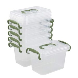 ortodayes 6 packs mini latch storage box, plastic clear bins with lids