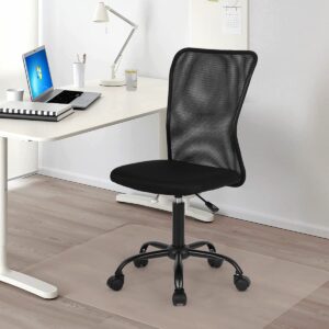 mesh office chair armless task chair mid back ergonomic computer desk chair with lumbar support height adjustable no armrest home office chair swivel rolling chair for adult, black