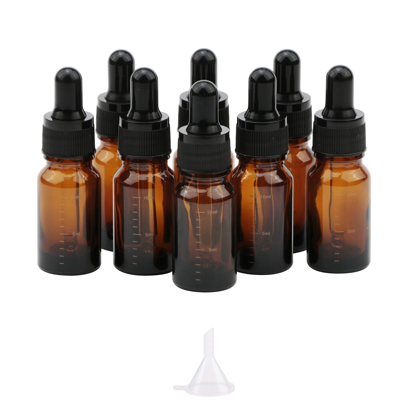 Kesell 10ml Glass Dropper Bottle, 8 Pack Amber Graduated Glass Bottles with Glass Droppers and Black Cap for Essential Oils, Perfumes