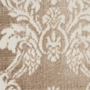 Nourison Elation Floral Ivory Mocha 5'3" x 7'3" Area -Rug, Easy -Cleaning, Non Shedding, Bed Room, Living Room, Dining Room, Kitchen (5x7)