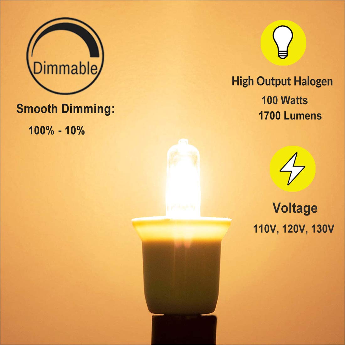 Vinaco E11 Light Bulb, 2 Pack E11 Halogen Bulb 100W Long Lasting Lifespan, T4 E11 Dimmable, High Output 1700LM JDE11 120V 100W with E11 Mini Candelabra Base, 2800K Warm White E11 Bulb