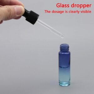 Ellbest 10pcs 10ml Dropper Glass Bottles Reusable Blue Gradient Dropper Bottles with Eye Dropper, perfect for Carrying Outside