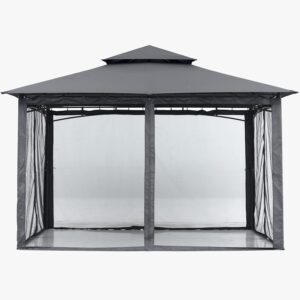 ABCCANOPY Gazebos for Patios 10x12 - Outdoor Steel Frame Gazebo with Mosquito Netting for Lawn Backyard Garden Deck (Dark Gray)