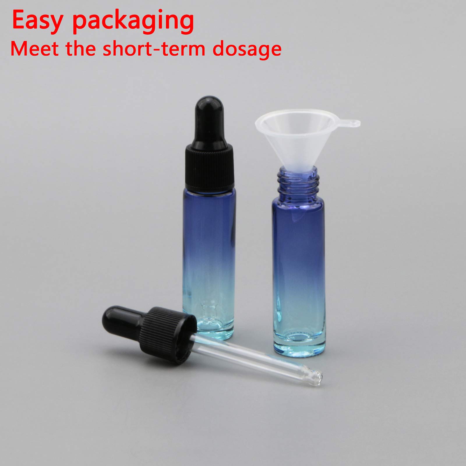 Ellbest 10pcs 10ml Dropper Glass Bottles Reusable Blue Gradient Dropper Bottles with Eye Dropper, perfect for Carrying Outside