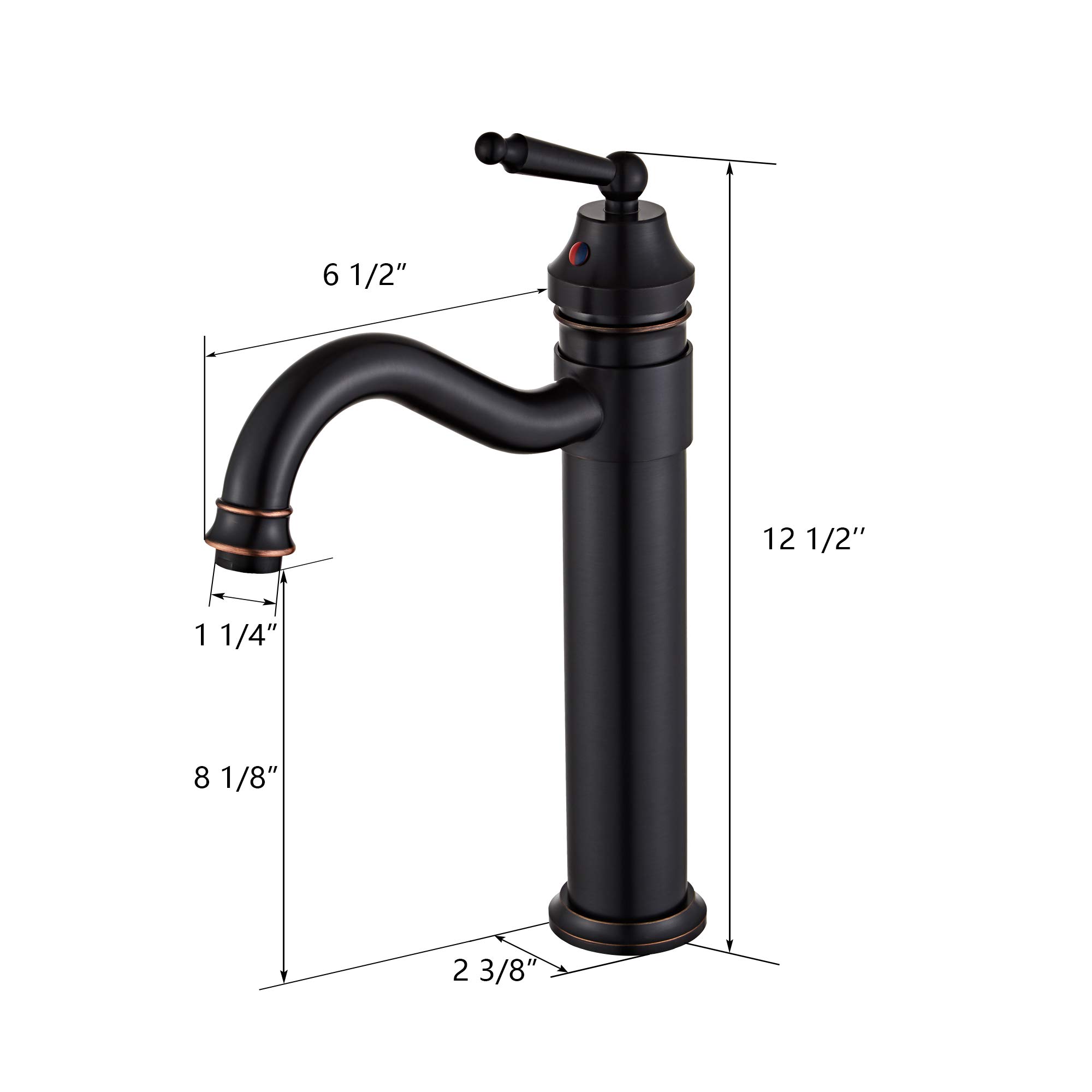 DeerValley DV-1J82813 Oil Rubbed Bronze Bathroom Sink Faucet Single Handle 360° Swivel Vessel Sink Faucet,Single Handle one Hole Bathroom Faucet Vanity Basin Mixer Tap