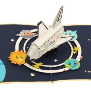 cute popup - spaceship birthday pop up card, nasa birthday pop up card, rocket card pop up, spaceship moving solar system – the perfect 3d card for son, grandson, nephew