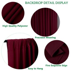 Burgundy Wall Backdrop Polyester Backdrop Curtain Panel Drapes Romantic Stage Fabric 10x8ft for Home Party Backdrop