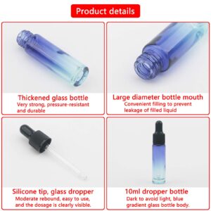 Ellbest 10pcs 10ml Dropper Glass Bottles Reusable Blue Gradient Dropper Bottles with Eye Dropper, perfect for Carrying Outside