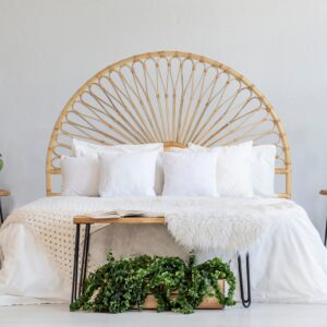 creative co-op rattan sunrise design, king-size headboard