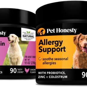 PetHonesty 10 in 1 Multivitamin + Allergy Support Soft Chew Supplement Bundle - Skin & Seasonal Pollen Allergies - Itch Relief for Dogs - Joint, Digestive, Heart, Skin, Coat & Immune Support Vitamin