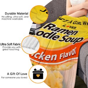 Todeyya Ramen Chicken Blanket Ramen Blanket Just a Girl Who Loves Ramen Blanket Flannel Fleece Throw Air Conditioning Quilt Lightweight Cozy Plush Blanket for Sofa M 60"X50" for Teens