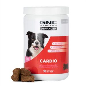 gnc pets advanced dog supplements for cardiovascular support| 90 ct soft chew dog supplements for cardio health and heart health | easy to chew dog supplements, made in the usa