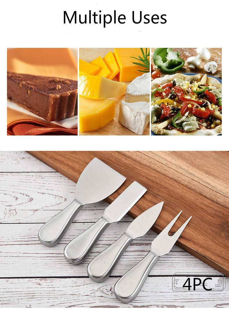 Clarmonde Premium Stainless Steel Cheese Tool Set - 4 Piece Cheese Knife Set - Cut, Spread All Your Favorite Cheeses