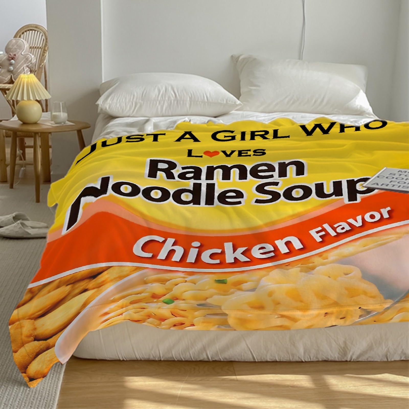 Todeyya Ramen Chicken Blanket Ramen Blanket Just a Girl Who Loves Ramen Blanket Flannel Fleece Throw Air Conditioning Quilt Lightweight Cozy Plush Blanket for Sofa M 60"X50" for Teens