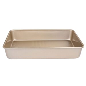 kitcom nonstick roasting pan for baking, 13.4x9.4x2.4 inch, heavy duty rectangular baking pan for oven, champagne gold