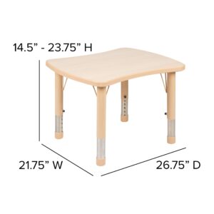 EMMA + OLIVER 21.875" W x 26.625" L Natural Plastic Adjustable Activity Table-School Table for 4