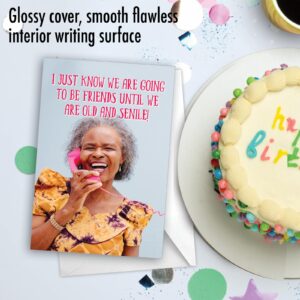 NobleWorks - 1 Funny Card for Birthdays - Grandparents Humor, Bday Notecard Stationery - Old Friends C9344BDG-ET