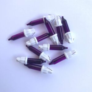 2.5 Volt Purple Replacement Mini Light Bulbs - 100 Purple Bulbs on White Bases - Christmas