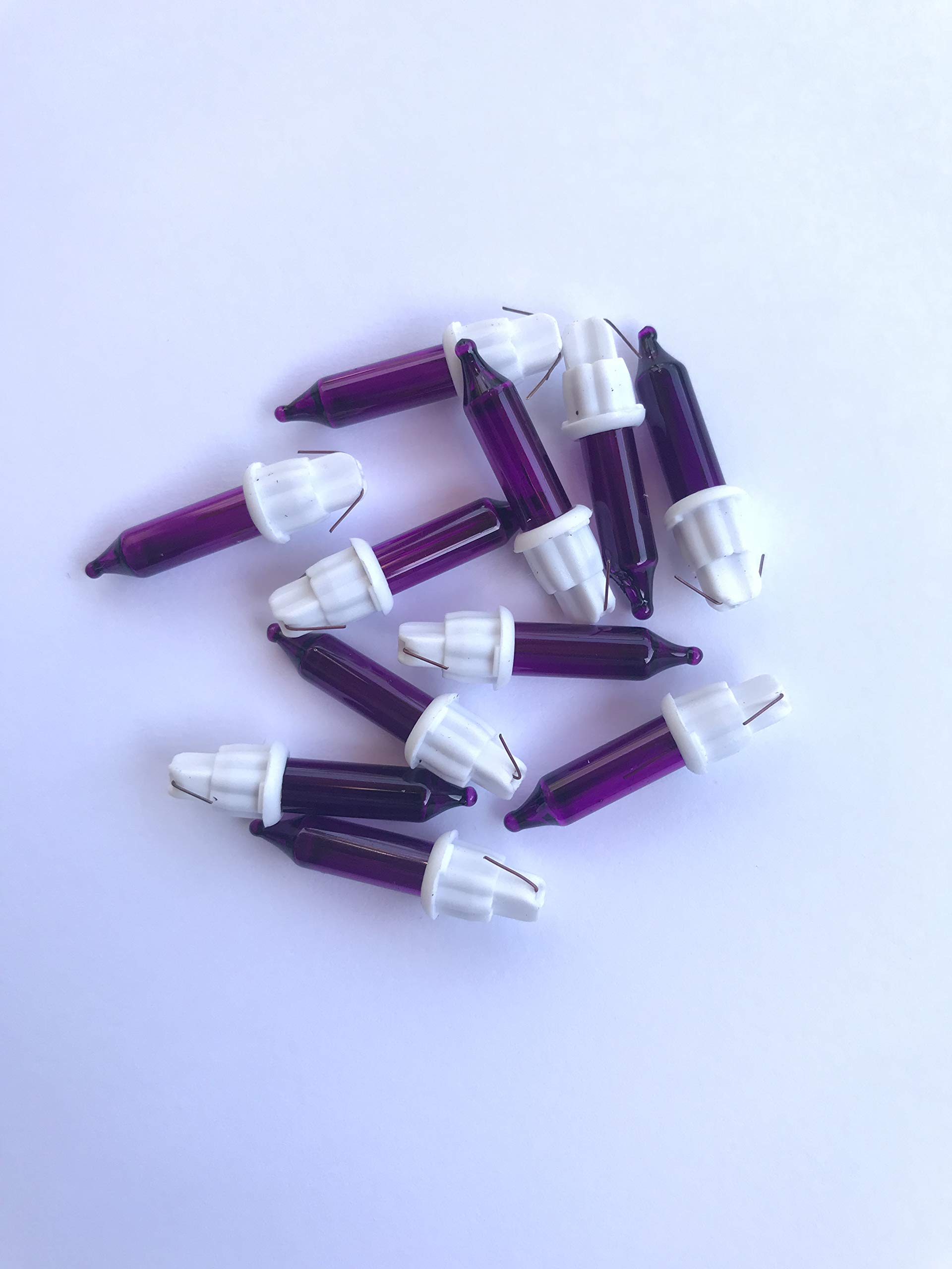 2.5 Volt Purple Replacement Mini Light Bulbs - 100 Purple Bulbs on White Bases - Christmas