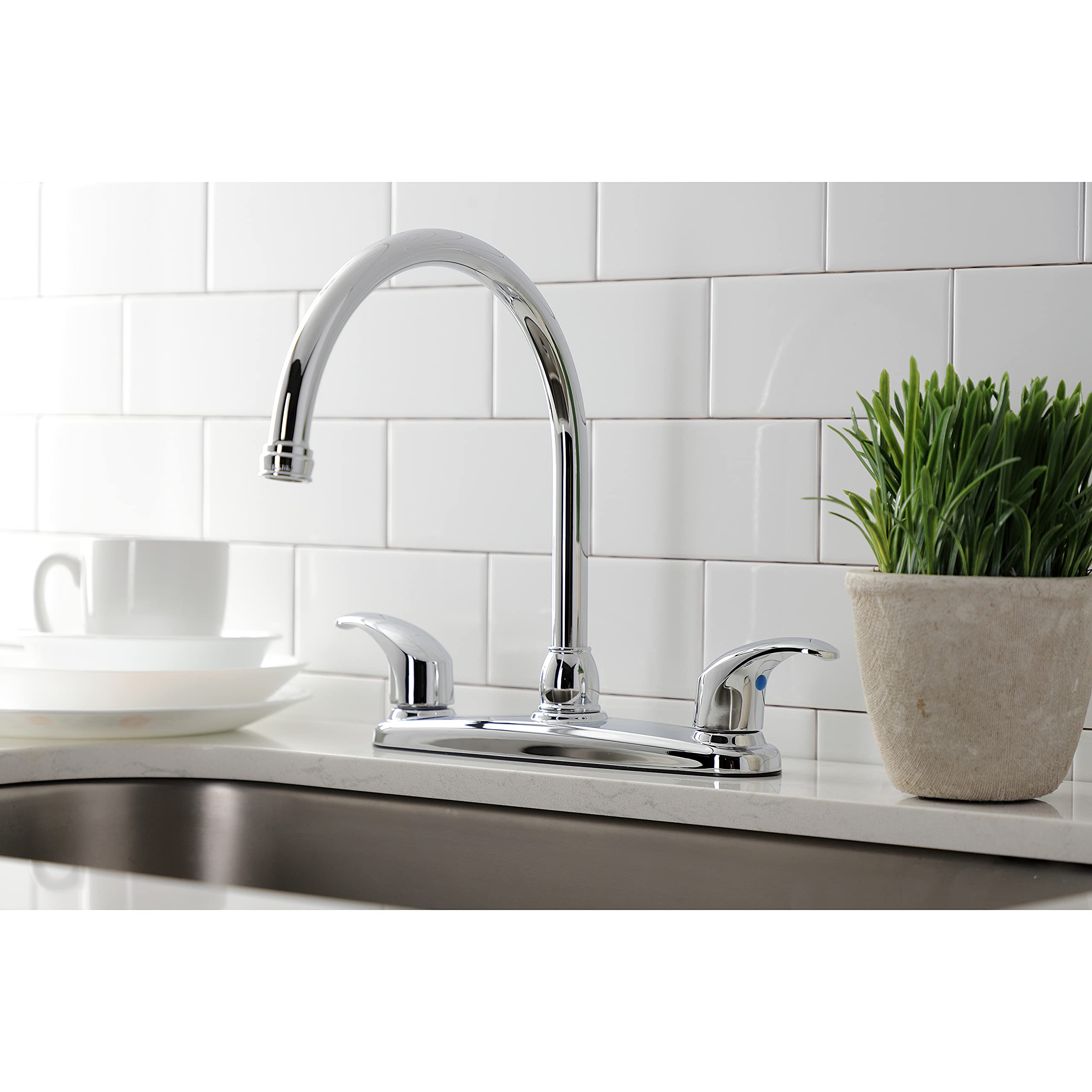 Kingston Brass KB6791LLLS 8" Centerset Kitchen Faucet, Polished Chrome