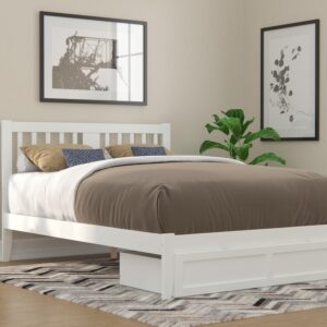 AFI Tahoe Twin XL Size Platform Bed with Foot Drawer & Charging Station in White