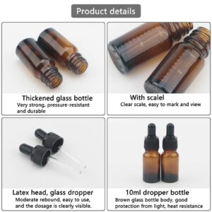 Kesell 10ml Glass Dropper Bottle, 8 Pack Amber Graduated Glass Bottles with Glass Droppers and Black Cap for Essential Oils, Perfumes