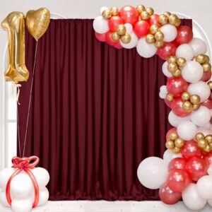 Burgundy Wall Backdrop Polyester Backdrop Curtain Panel Drapes Romantic Stage Fabric 10x8ft for Home Party Backdrop