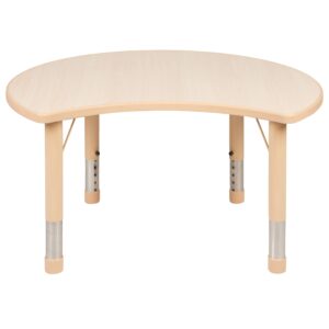 EMMA + OLIVER 25.125" W x 35.5" L Crescent Natural Plastic Adjustable Activity Table-Seats 4