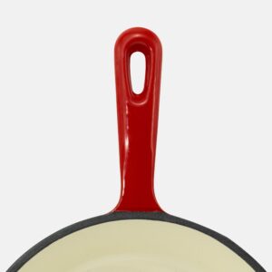 ExcelSteel 3 Pc Cast Iron Skillet Set w/Red Enamel Coating, Perfect for Home Stovetop and Delicious Outdoor Cooking Skillet Set