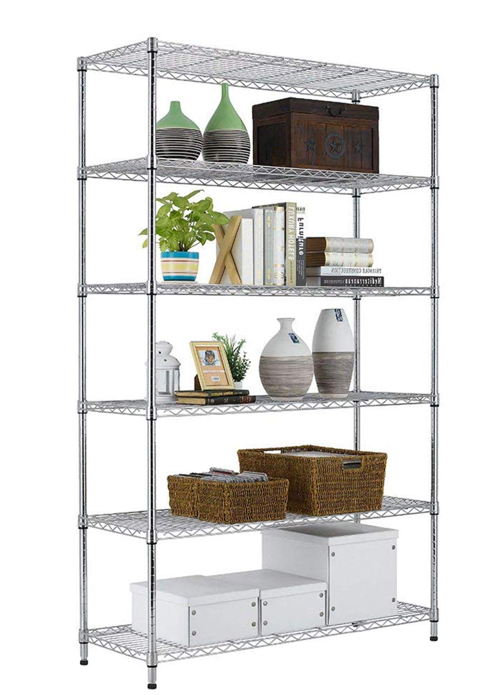 Regal Altair 21" Deep x 24" Wide x 74" High 6 Tier Chrome Wire Shelving Kit | NSF Commercial Storage Rack Unit