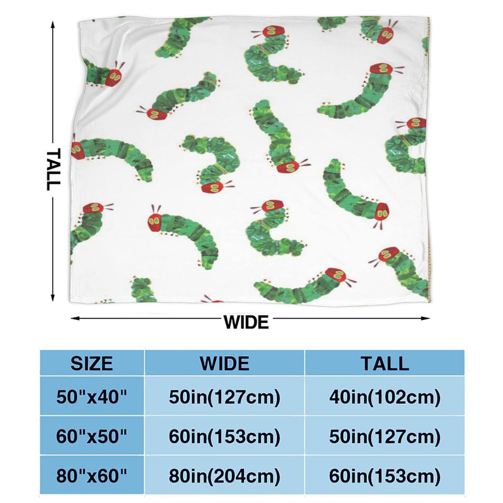 Sonernt Throw Blanket for/Couch/Bed Plush Blankets and Throws Very Hungry Caterpillar Flannel Fluffy Warm Cozy Blanket for Kids Girl Boy Dad Mom,40x50 Inches