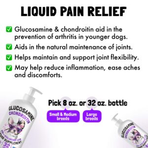 Liquid Glucosamine for Dogs Bacon Flavour Chondroitin, MSM & Hyaluronic Acid K9 Supplement Hip and Joint Formula Advanced Mobility Joint Pain Relief Senior Advanced Supplement for All Breeds 32 oz