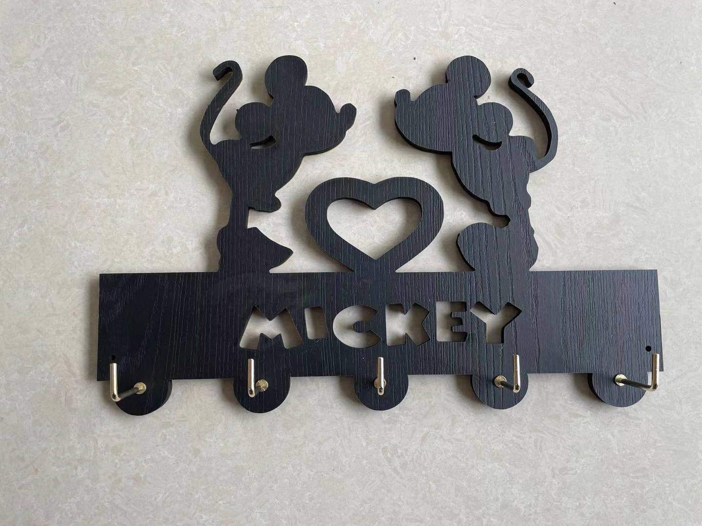 KL Mick Door Hooks,Disney Mickey Mouse Cartoon Animation Coat Hooks,Key Holder,Key Hanger for Wall、Entryway and Living Room,Gift,5 Hooks Holder (a5)