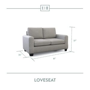 Edenbrook Wasatch Upholstered Loveseat with Track Arms – Mid Century Modern Couch, Loveseat, Dove Gray