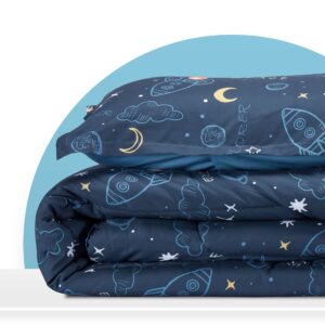 SLEEP ZONE Kids Bedding Twin Comforter Set - Super Soft & Cute Printed 2-Piece Comforter Set All Seasons for Boys, Girls, Fade Resistant, Machine Washable, Space Rocket