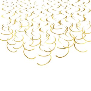 gold hanging swirl decorations plastic streamers foil swirls ceiling decorations wedding baby shower birthday party decorations, pack of 30