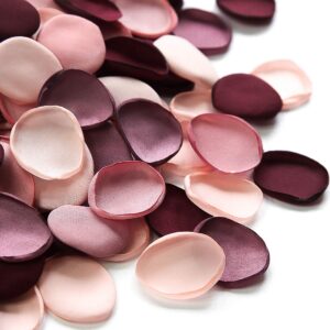 floroom 300pcs silk rose petals burgundy maroon flower petals for wedding flower girl basket aisle scatter dinner table centerpieces party confetti bridal shower romantic night decoration