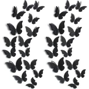 outus 120 pieces black 3d layered butterfly wall decor removable butterfly stickers hollow mural decals for birthday cake decorations crafts bouquet flower arrangements